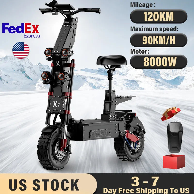 X7 Electric Scooter 8000W Super Motor Up To 50KM/H 12" Off Road Tires ...