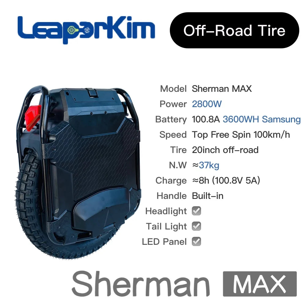 LeaperKim Veteran Sherman Electric Unicycle Sherman Max 100.8V 3200WH ...