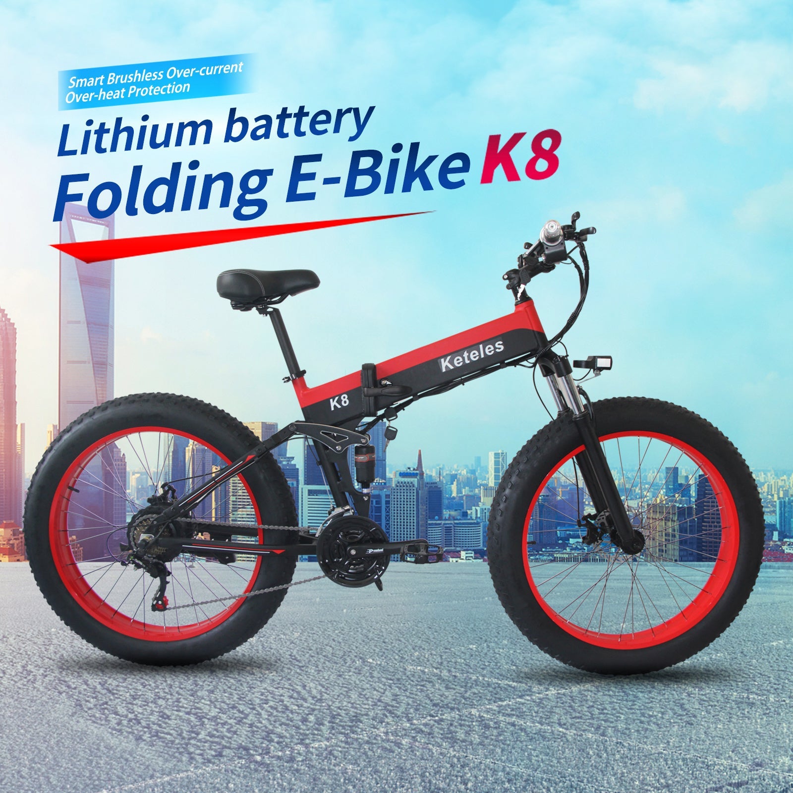 Keteles K8 1000W 48V 15AH Adult Folding Electric Bike 26 Inch Wheels 2 - E Smart Way