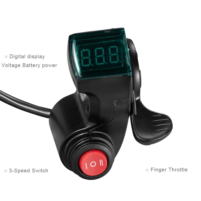 E Bike Thumb Throttle 12V/24V/36V/48V/60V/72V LCD Digital Battery Volt ...