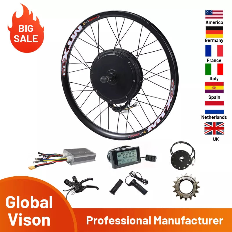135mm Dropouts E-bike Kit 48V-72V 3000w E bike Conversion Kit 90km/h S ...