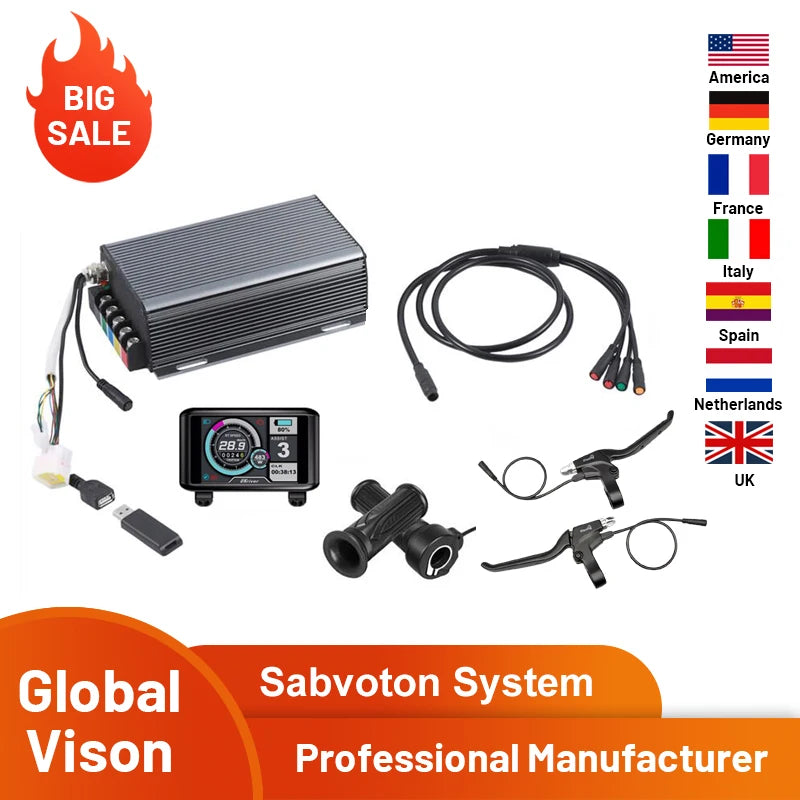 48v-72v 80A 100A 150A 200A Sabvoton Controller Kits with TFT UKC1 Disp ...