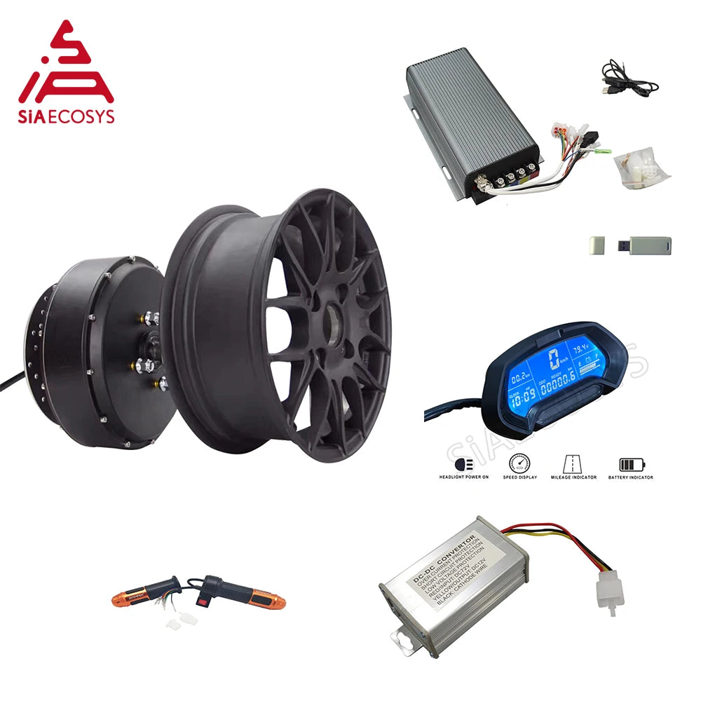 QSMOTOR 12X5.0inch 5000W V4 Single/Dual Shaft Hub Motor Conversion Kit ...