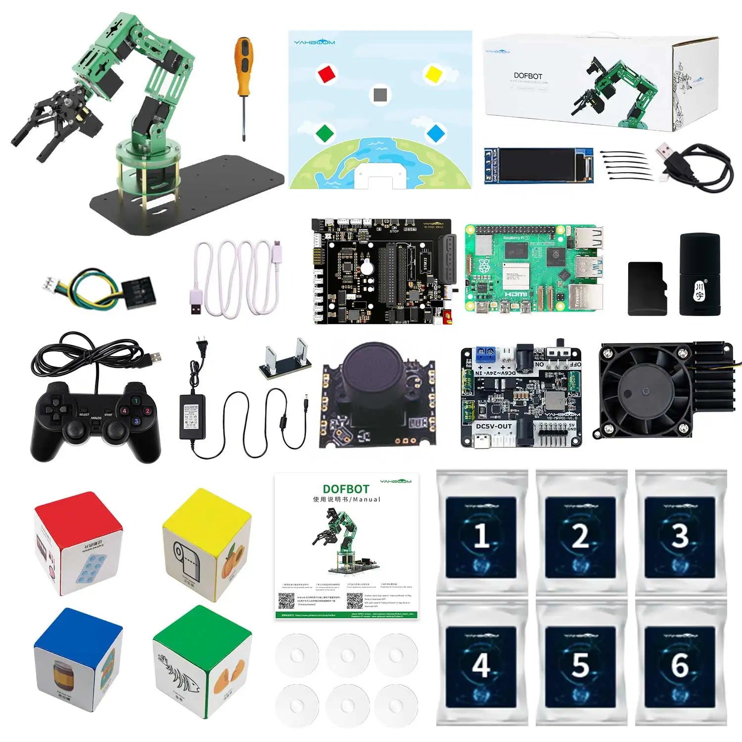 Yahboom DOFBOT AI Vision Robotic Arm Kit ROS Robot for RaspberryPi 5 A ...