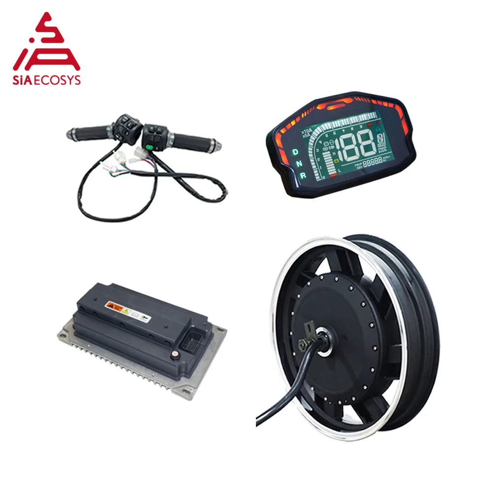 QSMOTOR 17X3.5inch 5000W 72V 100kph hub Motor with EM200-2SP controlle ...