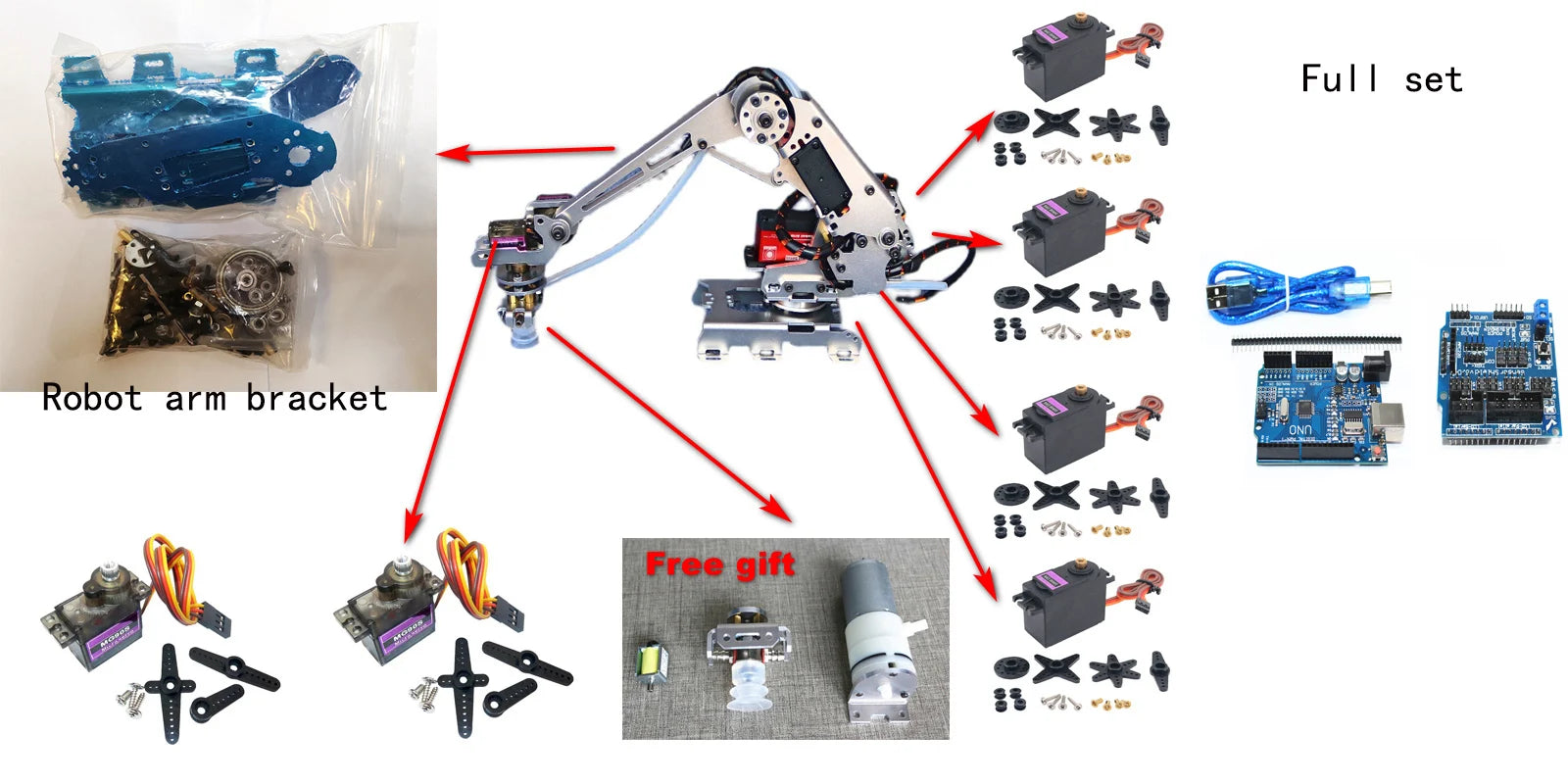 6 Dof Robotic Arm Suction Cup Manipulator with MG996 MG90S Servos Indu ...
