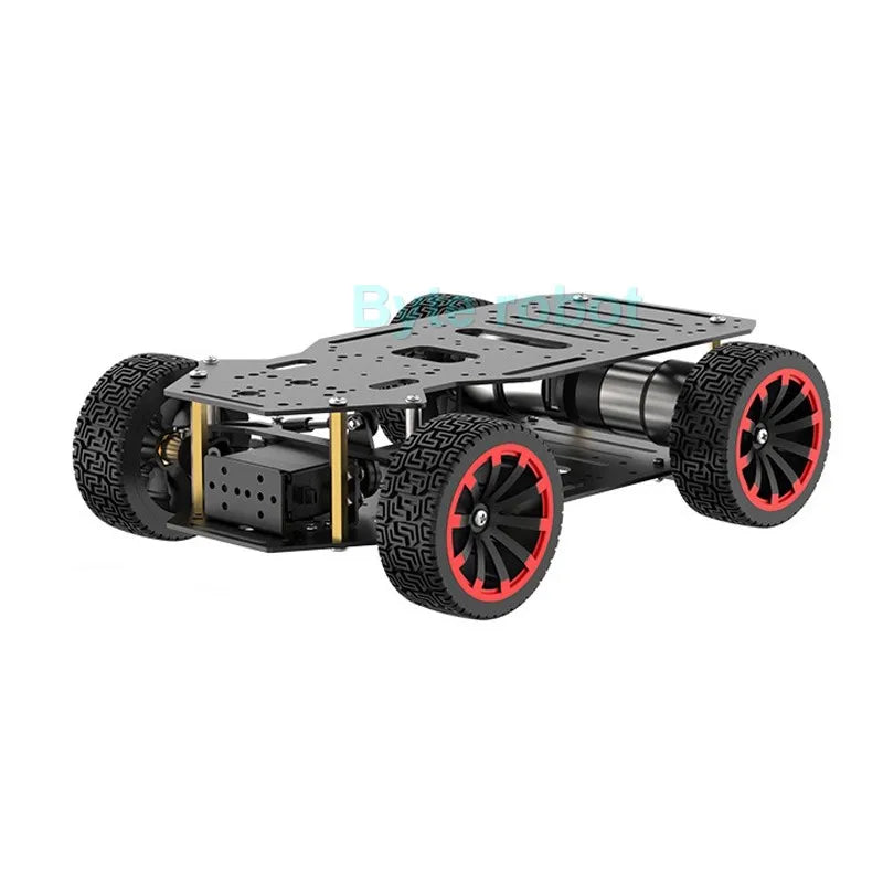 4WD Assembled Metal Ackerman Robot Car Chassis with 5KG Load Dual Enco ...