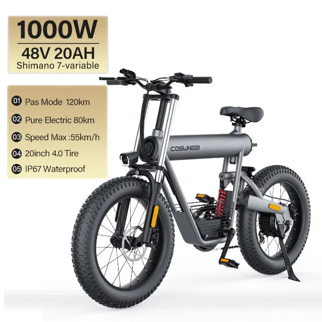 Coswheel T20 1000W Electric Bike Electric Motorcycle Mountain bikes eb ...
