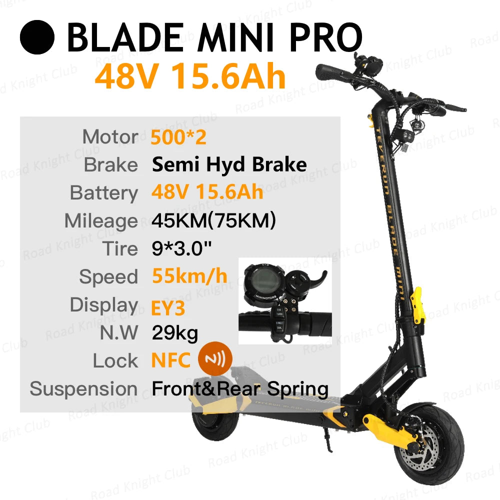 IN Stock Teverun Blade Mini Pro 48V 18.2Ah Minimotor TFT Display 48V 2 ...