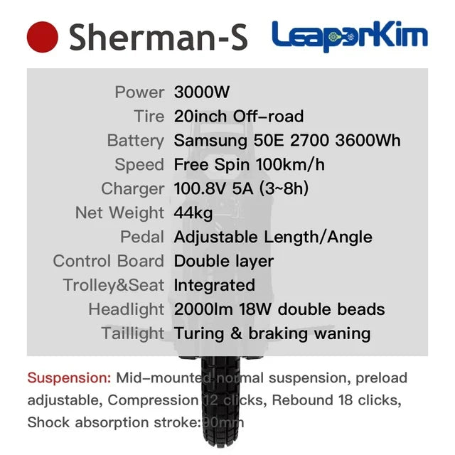 LeaperKim Veteran Sherman S Electric Unicycle New Sherman S Suspension ...