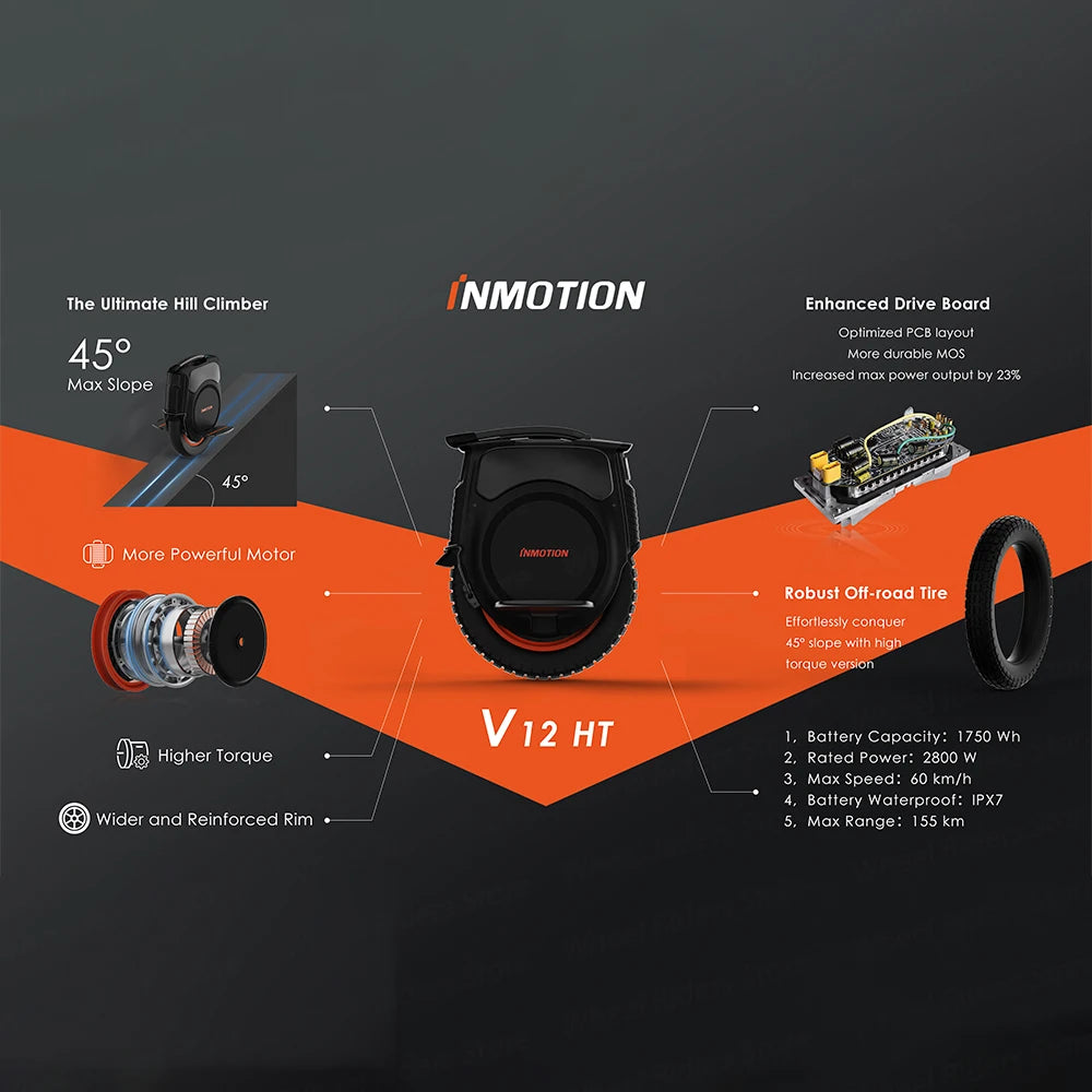2023 INMOTION V12 HT Electric Unicycle 2800W 100V 1750Wh 60km/h V12HT ...