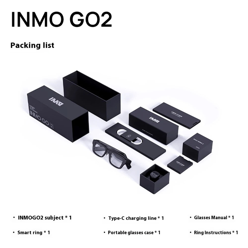 New INMO Go2 Smart AR Glasses Wireless AI Assistant Glasses Music/Call ...