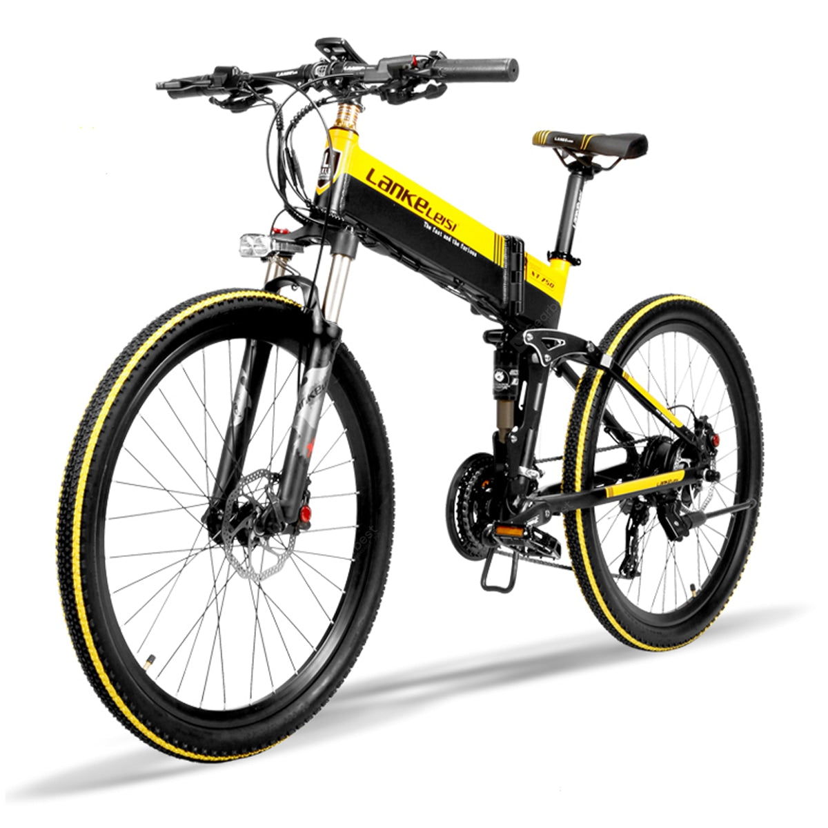 LANKELEISI XT750 Folding Electric Bike Portable Mountain Bike 48V 10.4 ...
